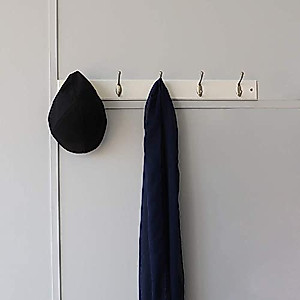 Home Basics Durable 5-Double-Hooks Wall Mounted Hanging Rack (White) | Place in Entry Way | Hanging in a Garage | Store Essentials Before You Leave The House