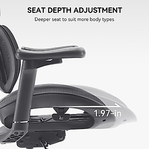 SIHOO Doro S100 Ergonomic Office Chair - with Dual Dynamic Lumbar Support, 5-Level Adjustable Backrest, 4D Coordinated Armrests, 135-degree Max. Recline Angle, Suitable for Home Office (Black)