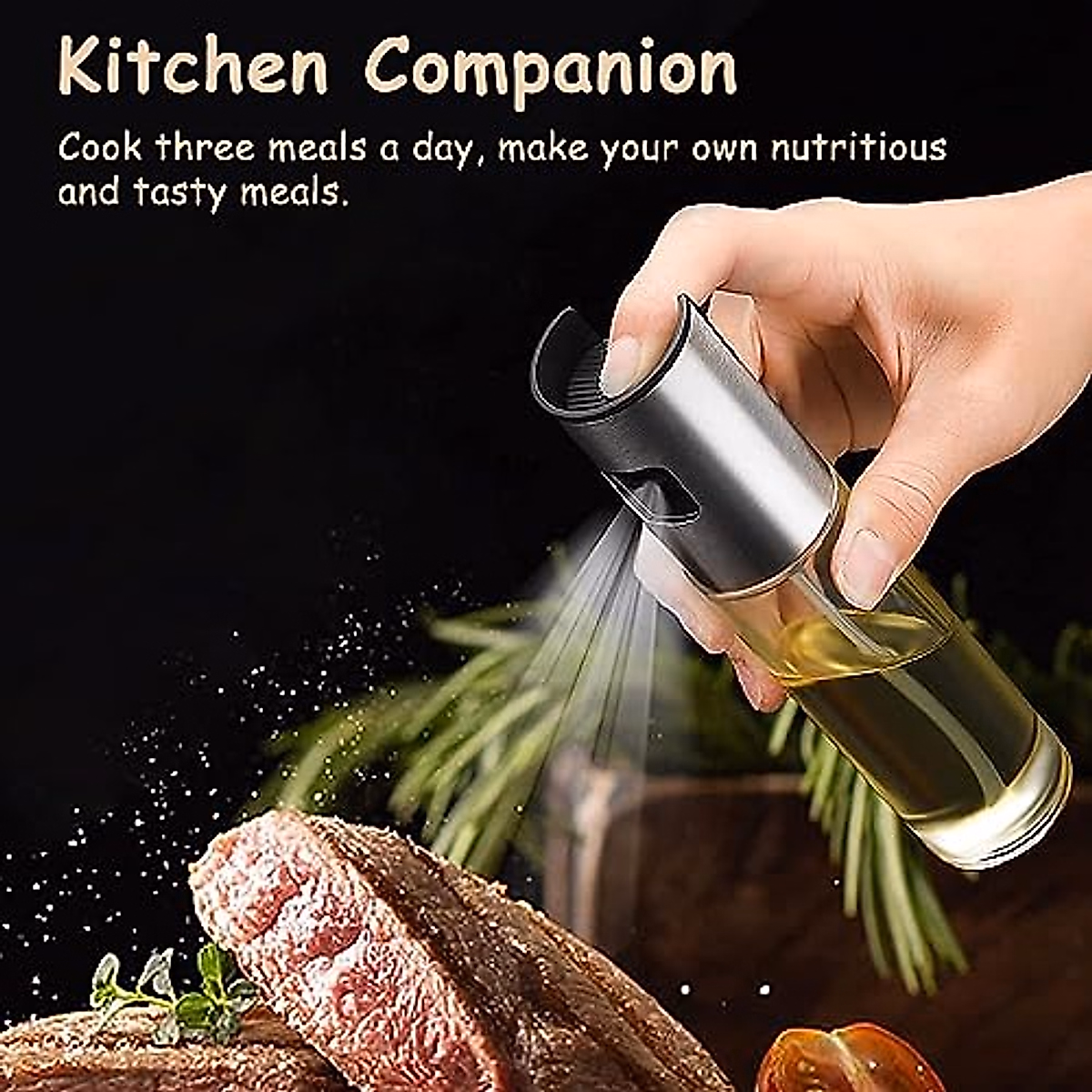 Shiadarix Oil Sprayer for Cooking, Olive Oil Sprayer Mister for Air Fryer, 100ml Glass Olive Oil Spray Bottle with Stainless Steel Cap, Oil Spritzer Dispenser for Kitchen Baking Frying (2 Piece Set)
