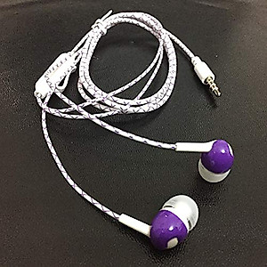 schicj133mm Luminous Earphones,Glow in The Dark Luminous 3.5mm Wired in-Ear High Performance Mic Sports Headphones Easy to Use Purple