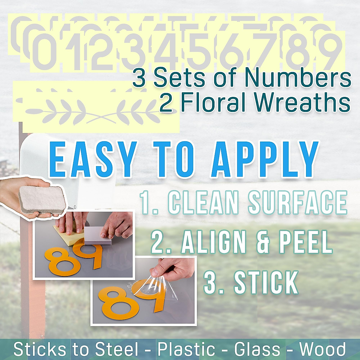 Decorful Mailbox Numbers for Outside - 3 Sets of 0-9 Waterproof Vinyl Mailbox Stickers - House Address Numbers for Mailbox - Strong Adhesive Peel and Stick Number Decals (Black, 2 Inch)