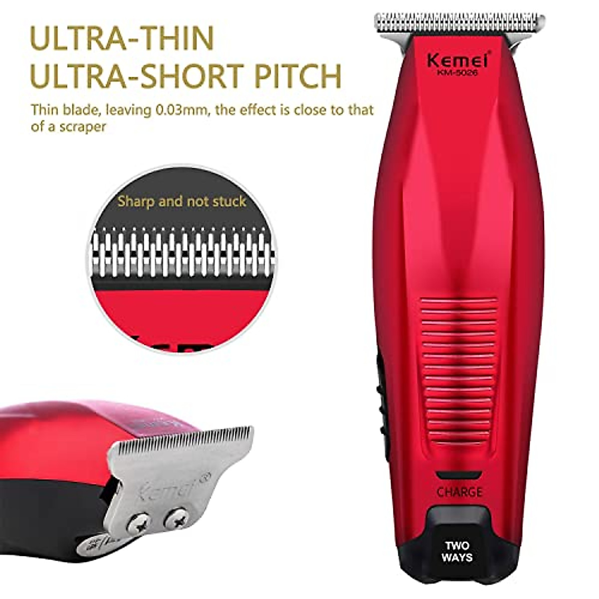 KEMEI Men's Precision Modelling DIY Hair Cutter Baldheaded Hair Beard Trimmer Professional Barber Cordless Hair Clipper Machine Rechargeable Hair Trimmers