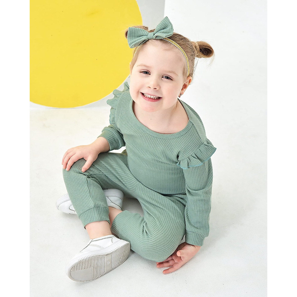 Toddler Baby Girl Clothes Top Pants Set Baby Girl Outfits Baby Girls' Clothing Cotton Baby Girl Stuff Green Gifts 12 to 18 Month Girl Clothes