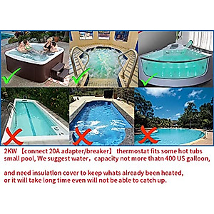 UCEDER Hot Tub LX H20-Rs1 Thermostat 110V 2kw with Adjustable Temperature Thermostat for Some hot tubs,Underground Small Pool &Bathtub（Suggest Connect 20A Adapter or Breaker