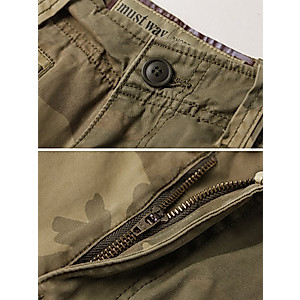 AKARMY Men's Camo Cargo Shorts Outdoor Multi-Pocket Cotton Casual Shorts with No Belt 8062 C34 Retro Camo Thin 40