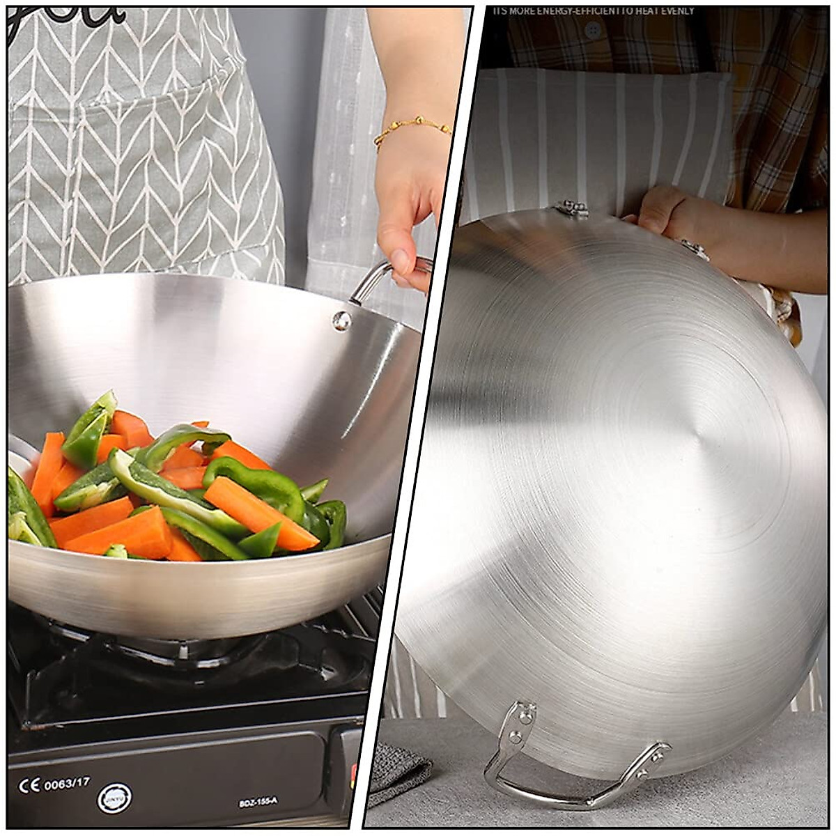 1pc Stainless Steel Wok Kitchen Gadget Household Wok Kitchen Supply Cooking Wok Home Cooking Pot Wok for Home Premium Pot Frying Pot Stainless Steel Frying Pan Cooking Pan