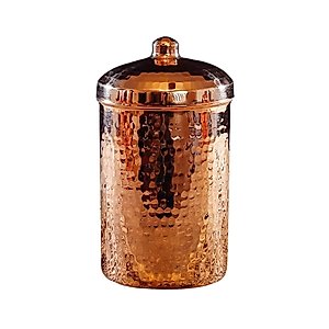 Sertodo Copper Kitchen Compost Canister | Heavy Gauge, Hand Hammered, 100% Pure Copper | Stylish and Sustainable (2 qt, Polished)