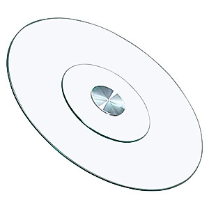 Round Lazy Susan Turntable Organizer for Table, Kitchen Tabletop Rotating Tray Tempered Glass Non-Skid Serving Plate, with Aluminum Base, Silent Smooth, Thick: 8mm, Diameter is 19"~39" (Size : 50cm/1