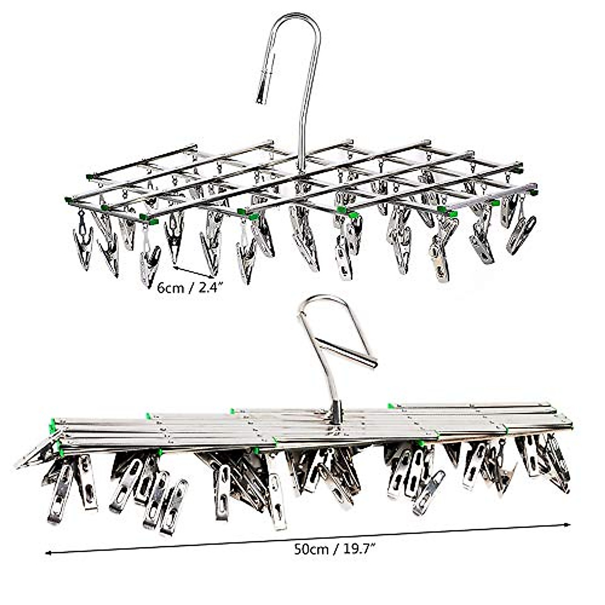 YITAQI Clothes Drying Rack with 35 Clips,Drying Stainless Steel Draining Folding Underwear Hooks Hanger Socks Clip Clothes Airer Dryer