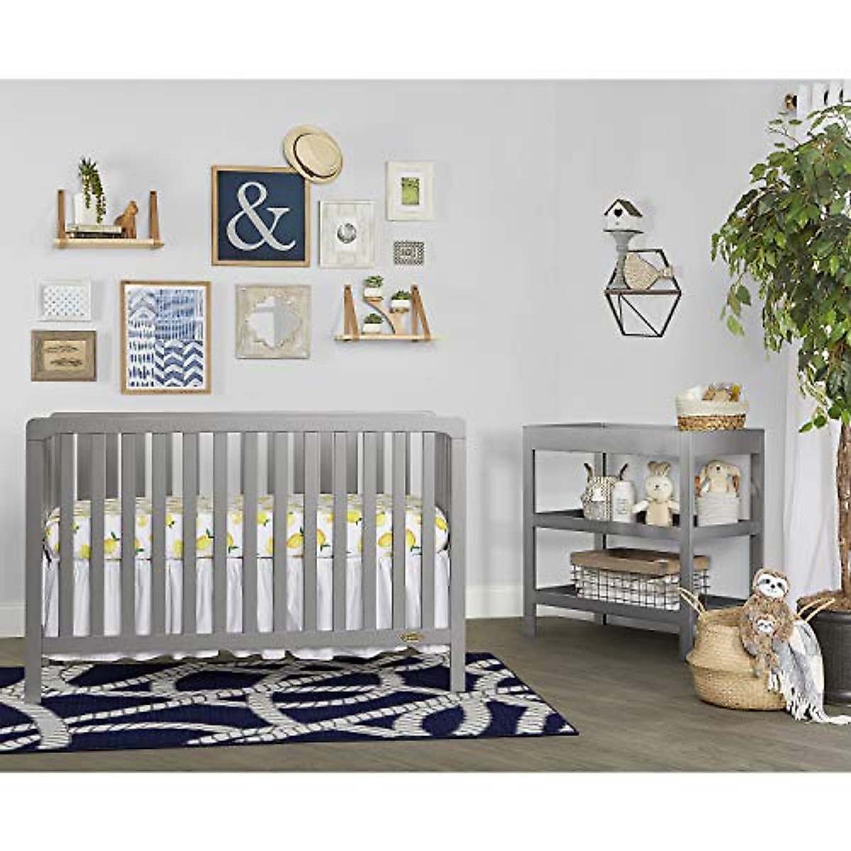 Dream On Me Ridgefield 5-in-1 Convertible Crib in Storm Grey, Greenguard Gold Certified