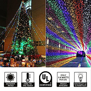 yongzhenlite UL Listed 50 Count 5MM Wide Angle Led Christmas Lights Set,Outdoor Mini Led String Lights for Garden Patio Tree Lighting Decoration,17 Feet Green Wire (Multi-Colored)