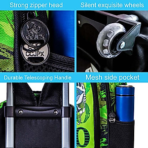 CCJPX 3PCS Kids Rolling Backpack Boys, Dinosaur School Bookbag with Wheels, Roller Wheeled Backpacks for Toddler Elementary