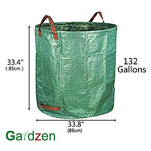 Gardzen 2-Pack 132 Gallons Gardening Bag with Double Bottom Layer - Extra Large Reuseable Heavy Duty Gardening Bags, Lawn Pool Garden Leaf Waste Bag, Comes with Gloves