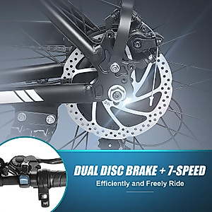 ANCHEER Electric Bike for Adults, 48V 499Wh Ebike, 26" City Commuter Bike with 48V Removable Battery, Up to 55 Miles, 3H Fast Charge, 7-Speed, Step-Thru Cruiser Bike for Women Men, UL 2849 Certified