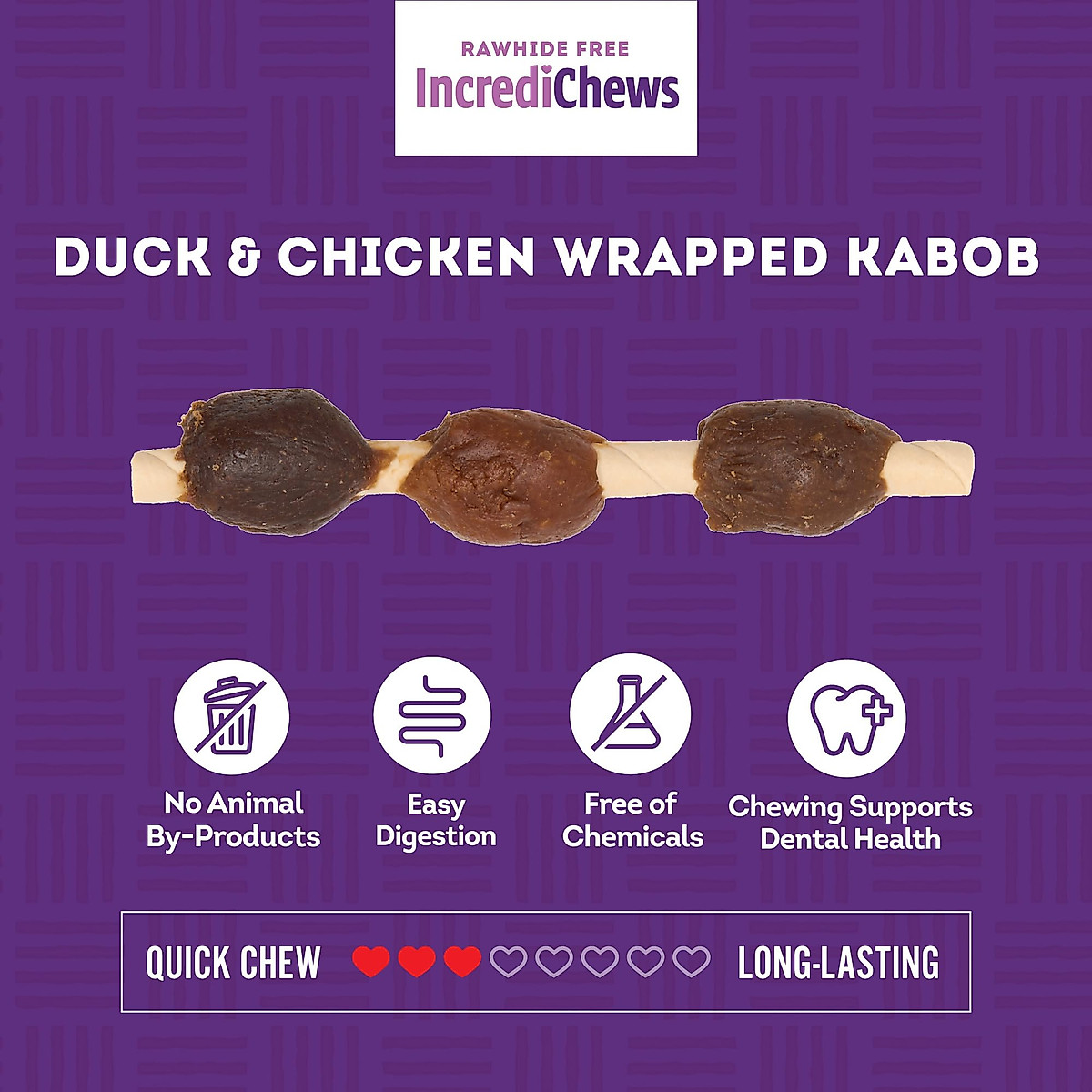 Treatly IncrediChews Kabobs w/Duck & Chicken Meat Wrap Dog Chew Treats - 6 Count/1 Pack