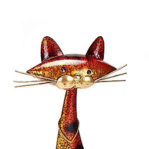 Aayla 16.15" H Metal Brown Cat Statue Sitting Adorable Cat Figurine Gift for Cat Lovers for Home Kitchen Decoration