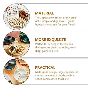 Angoily Ceramic Divided Serving Tray with Handles, 3 Sectional Appetizer Serving Tray, Round Veggie Tray for Serving for Party for Fruit, Candy, Snacks, Parties (White)