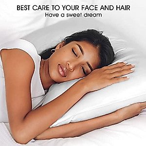 Silk Satin Pillowcases for Hair - BPC Bed Pillow Cases Standard Size Set of 2 for Hair and Skin, Satin Pillowcase 20x26 inches, Pillow Covers with Envelope Closure, Breathable, Skin-Friendly(White)