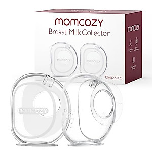 Momcozy Milk Collector for Breastmilk, Pea Breastfeeding Milk Catchers with Flange & Valve More Adsorption & Fit, Silicone Milk Collector Reusable Breast Milk Shells 2.5oz/75ml, 2 Pack