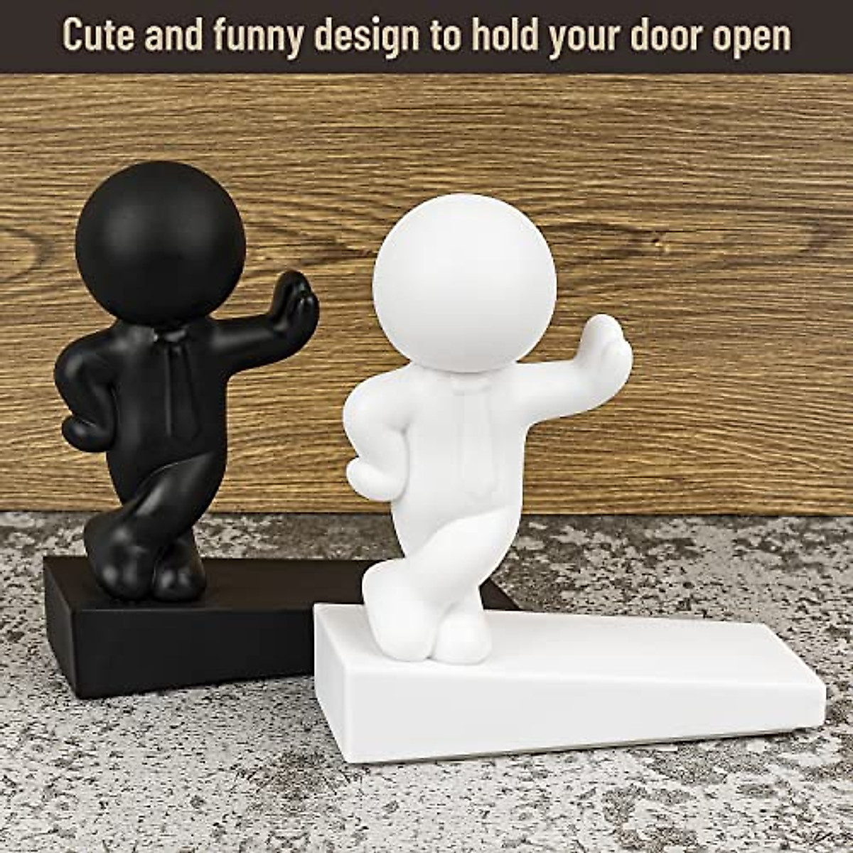 Cute Door Stop, 2 Pcs Decorative Buddy Door Stopper, Effective to Hold Your Door Open, Black and White
