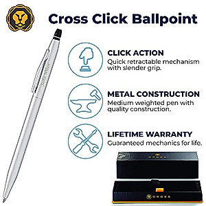 Dayspring Pens Engraved Cross Pen | Personalized Cross Click Ballpoint Pen - Polished Chrome. AT0622-101. Custom Name Engraving Comes in Cross Gift Case.