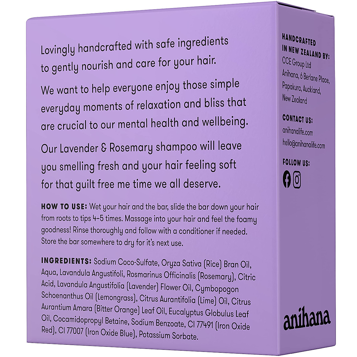 ANIHANA Shampoo Bar for Thin Fine Oily Hair Gives Hair Volume & Body Natural Healthy Look and Shine Paraben Free Lavender and Rosemary 2.29 oz