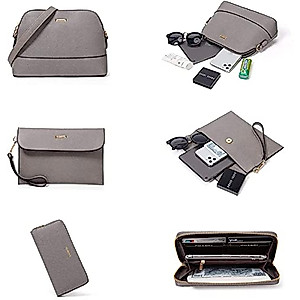 Shoulder Bags Women Fashion Leather Handbags Tote Bag Shoulder Bag Top Handle Satchel Purse Set 4pcs By ZZYY (Color : Grey)