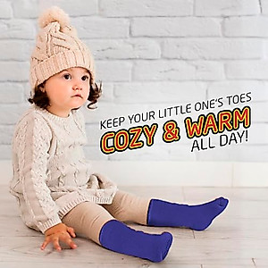 HOT FEET Toddler Warm Socks – 5/6 Pack Thermal Crew Winter Socks for Toddlers, Thick Insulated Snow Socks for Kids, 2 Solid Non-gripped / 3 Marled Gripped (2)