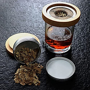 UPKOCH Wiskey Set Wood Lid Cocktail Smoker Kit: 1 Set Infuser Lid Chimney Drink Smoker Whiskey Smoker Infuser Kit for Cocktails Men Set