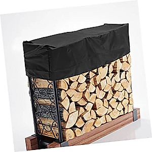 INOOMP Snow Protection Fire Covering Fireplace Holder Cloth Sun Oxford Pit Log Black for Rack Rain Furniture Cover Stand Garden Duty Hoop Firewood Rainproof Logs Heavy Storage Outdoor