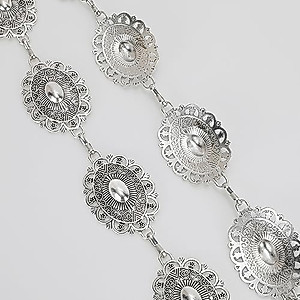 VONMELLI Western Chain Belt for Women Concho Silver Link Chain Belts for Jeans Dresses Silver S