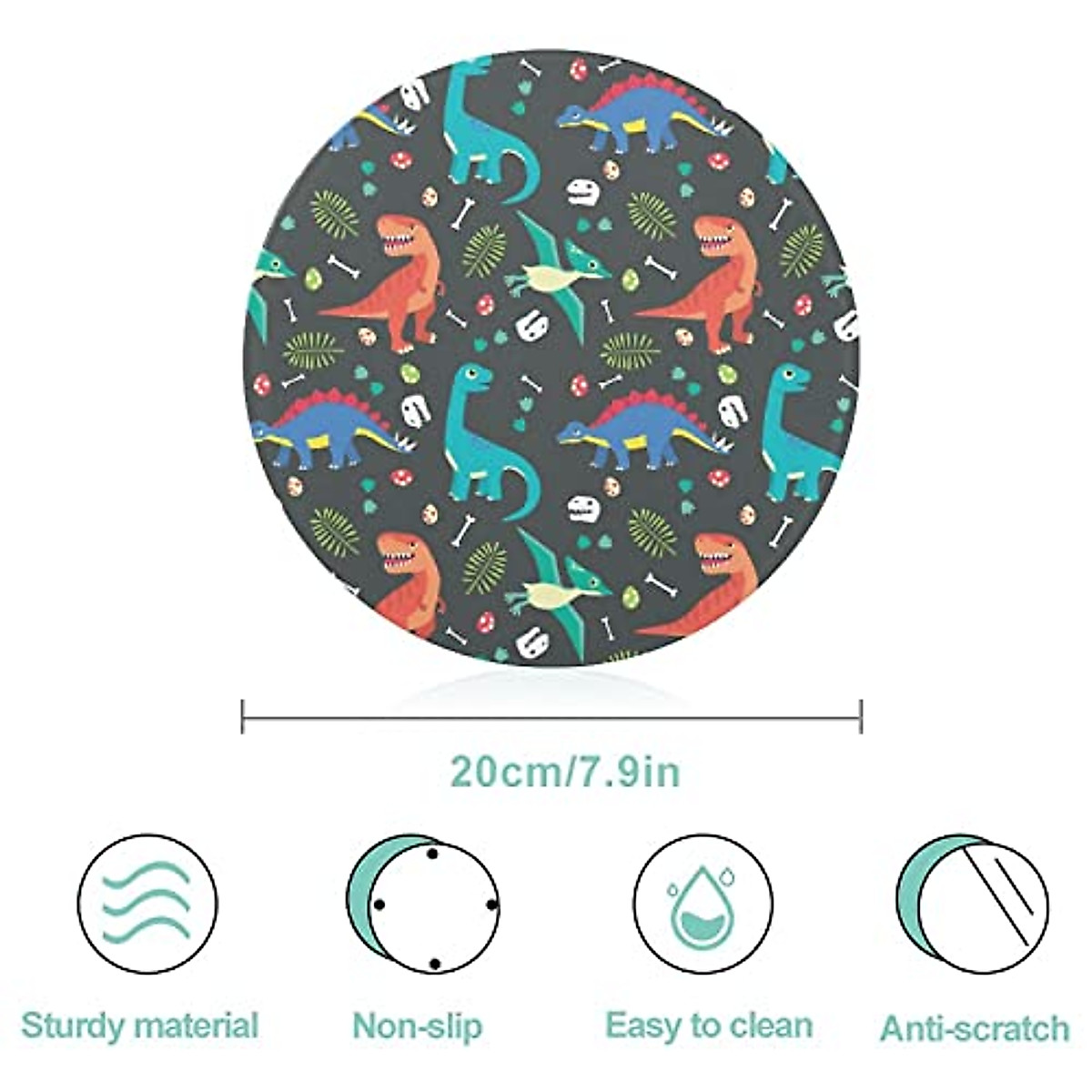 Colorful Dinosaur Pattern Cutting Board Tempered Glass Chopping Board for Kitchen Hotel