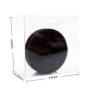 Capkyke 50pcs 2.2x2.2x1.4 Inch Oreo Boxes Small Clear Cookie Boxes Single Macaron Boxes Candy Boxes for Small Treat Wedding Favors Party Boxes Small Gift Boxes