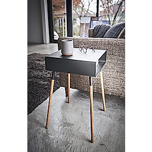 Yamazaki Storage Home | Steel + Wood | Tall | End + Side Tables, Black
