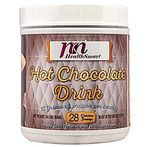 HealthSmart High Protein Hot Chocolate Drink Mix | Low Carb & Low-Calorie Hot Chocolate - Low Sugar & Low Fat, Aspartame Free, Keto Friendly | Instant Diet Cocoa, 28 Serving Canister