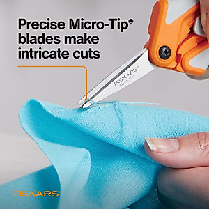 Fiskars 190500 RazorEdge Micro-Tip Easy Action Shears, 5 Inch, Orange and Gray