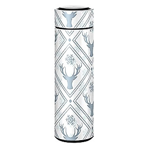 CaTaKu Reindeer Head Snowflake Water Bottle Insulated 16 oz Stainless Steel Flask Thermos Bottle for Coffee Water Drink Reusable Wide Mouth Vacuum Travel Mug