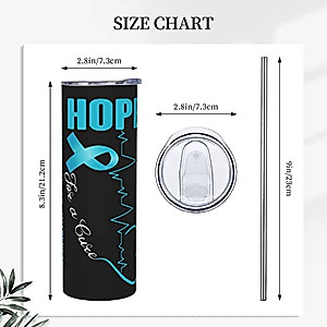 LIICHEES Hope For A Cure Ovarian Cancer Awareness Stainless Steel Vacuum Insulated Tumbler 20oz Coffee Cups Travel Mug Water Cup with Leak-Proof Flip Lid Metal Straw Cleaning Brush