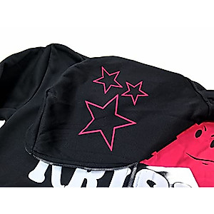 ZFOFLIK Star Hoodie Y2k Zip Up Hoodie Men Star Sweater Women Oversized Sweatshirt Harajuku Punk Streetwear Hoodie-L Black