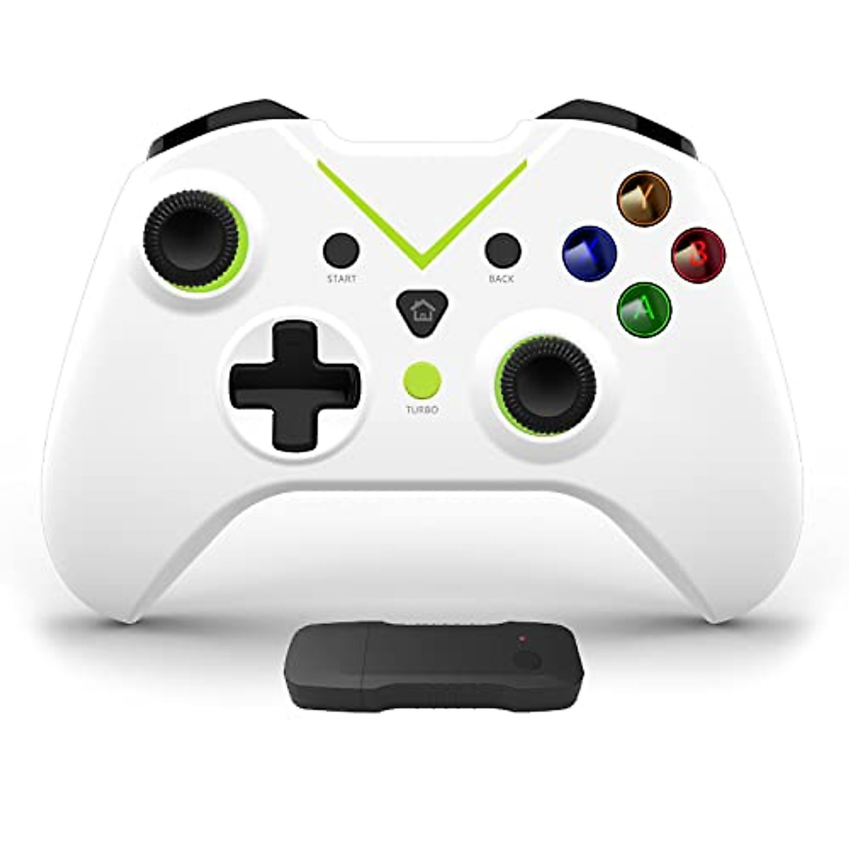 Gina Joyfurno Wireless Controller Compatible with Xbox One, Xbox Series S/X/360/PC/PS3/Windows 7/8/10/11, Built-in Dual Vibration with 2.4GHz Connection, USB Charging, LED Backlight (Green)