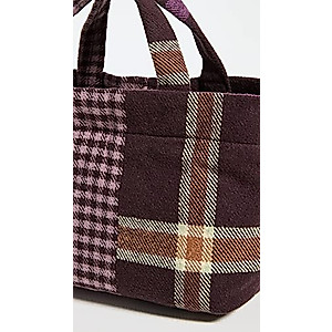 Madewell Women's Mini Mixed Plaid Tote, Spiced Raisin Multi, One Size