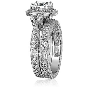 Amazon Essentials Platinum Plated Sterling Silver Infinite Elements Cubic Zirconia Ring, Size 9, (previously Amazon Collection)