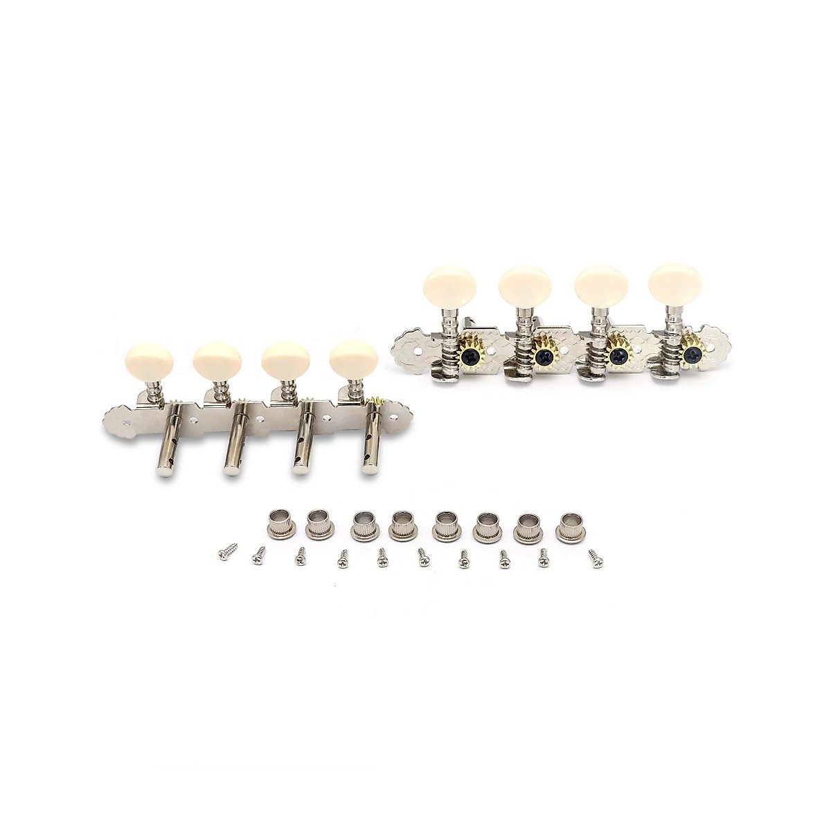 Metallor Guitar Machine Heads Tuning Pegs Tuning Keys for Mandolin Banjo and 8 String Guitars Instruments Double Hole Chrome Plating 4L 4R.