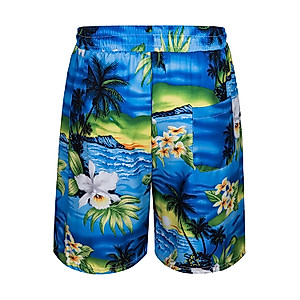 TUNEVUSE Men Hawaiian Shirt and Short Set 2 Picece Beach Outfit Summer Tropical Floral Print Matching Luau Short Suits Flower Print Light Blue XX-Large