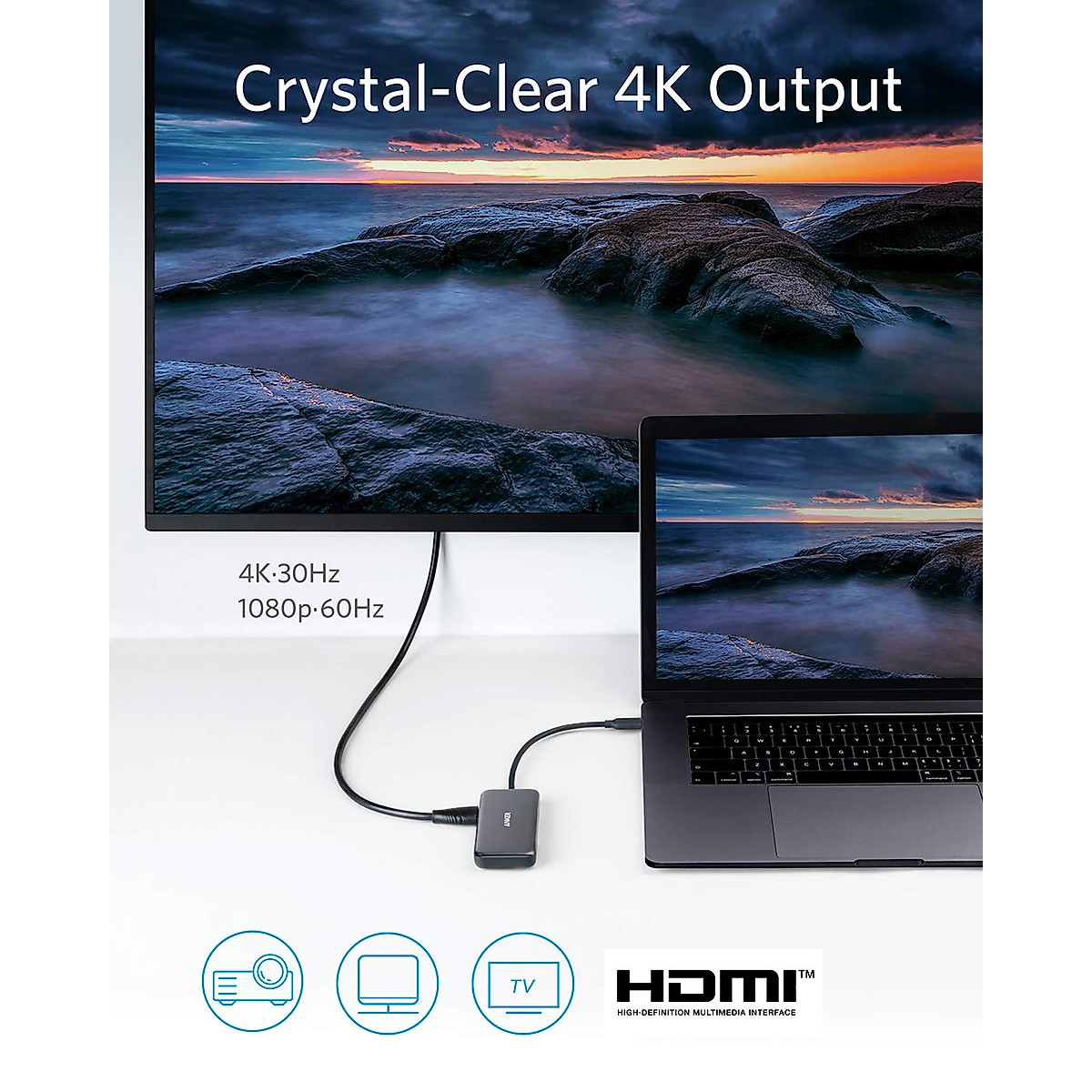 Anker USB C Hub, 5-in-1 USB C Adapter, with 4K USB C to HDMI, SD and microSD Card Reader, 2 USB 3.0 Ports, for MacBook Pro 2019/2018/2017, iPad Pro 2019/2018, Pixelbook, XPS, and More