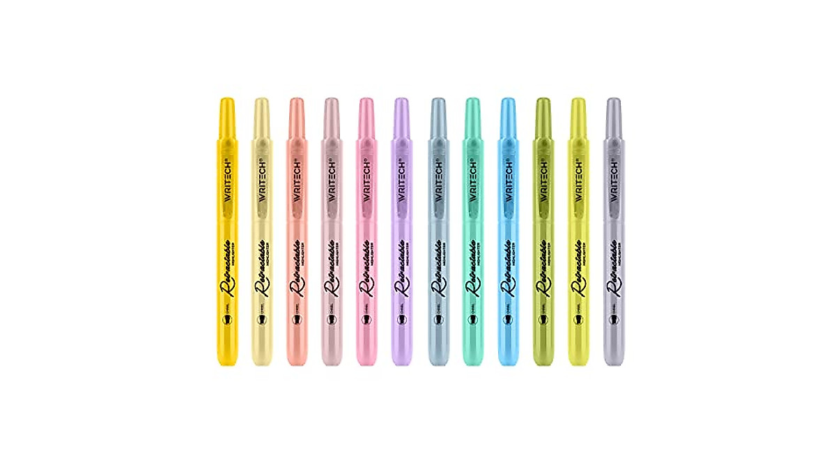 WRITECH Retractable Bible Highlighters Assorted Pastel Colors 12 Pack