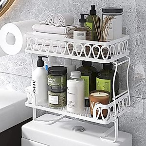 Shower Caddy Organizer Shelf Basket With Towel Rack,LGEMEE No Drilling Traceless Adhesive Bathroom Shelf Storage Organizer for Bathroom,Lavatory,Washroom,Restroom,Shower,Toilet,Kitchen(White)