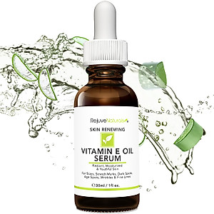 Vitamin E Oil Serum with Hyaluronic Acid, Retinol & Organic Aloe Vera. Visibly Reduce the Look of Scars, Stretch Marks, Dark Spots & Wrinkles for Hydrated & Youthful Skin. Face & Body Moisturizer, 1oz