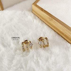 Obidos 14K Gold Plated Illusion Stud Earrings | Gold Hoop Earrings for Women