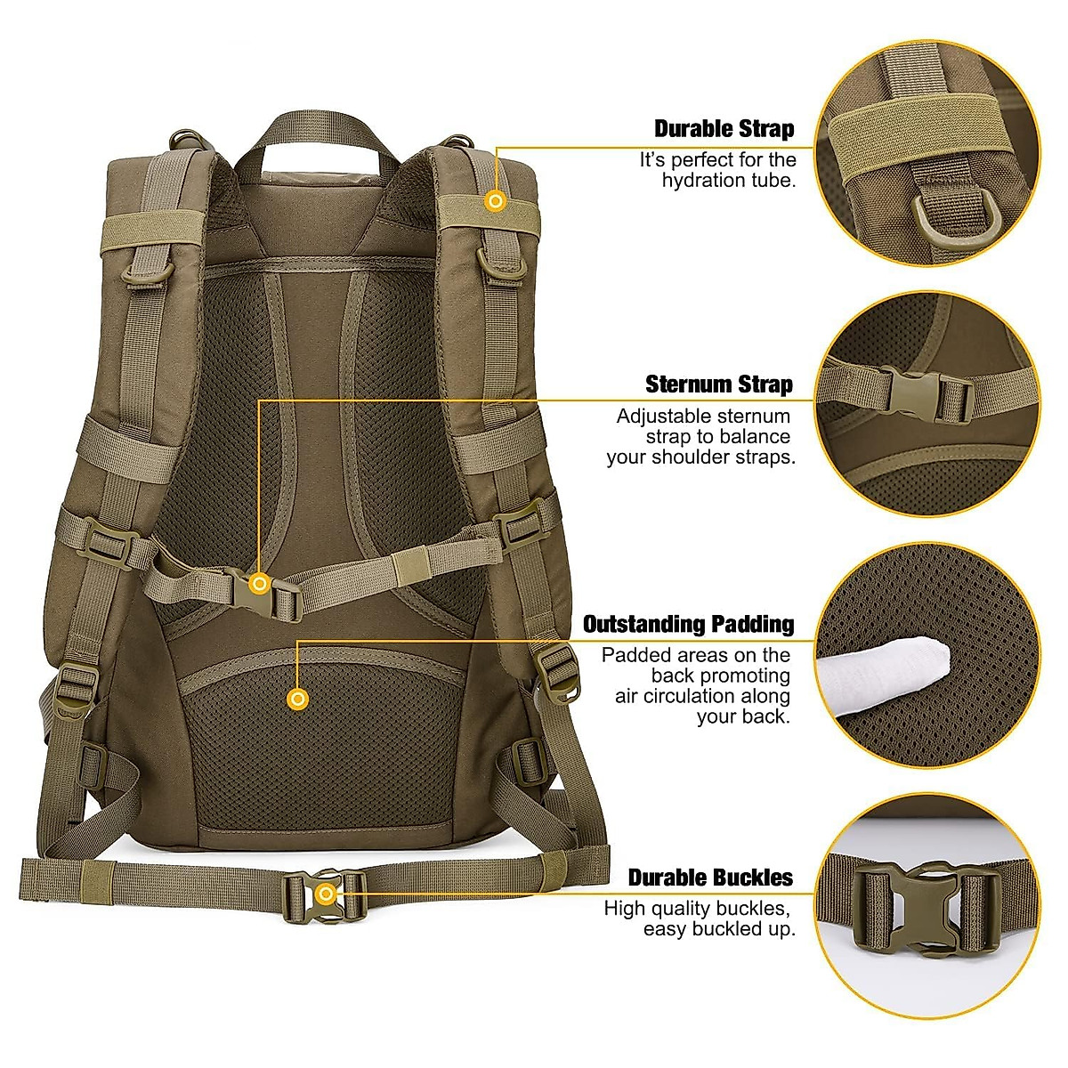 Mardingtop 25L Hiking Backpack,Lightweight Molle Tactical Backpack for Running,Hiking,Cycling,Motorcycle(With Rain-cover)